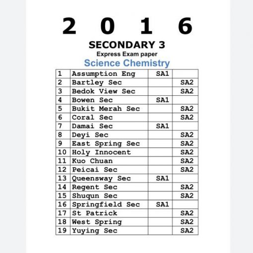 2016 Secondary 3 Express Science Chemistry Past Year Exam Papers (soft ...