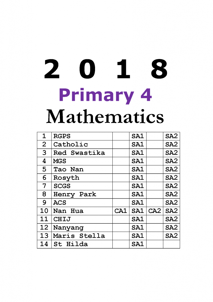 2018 Primary 4 Mathematics Exam Papers (hardcopy) + FREE past year ...