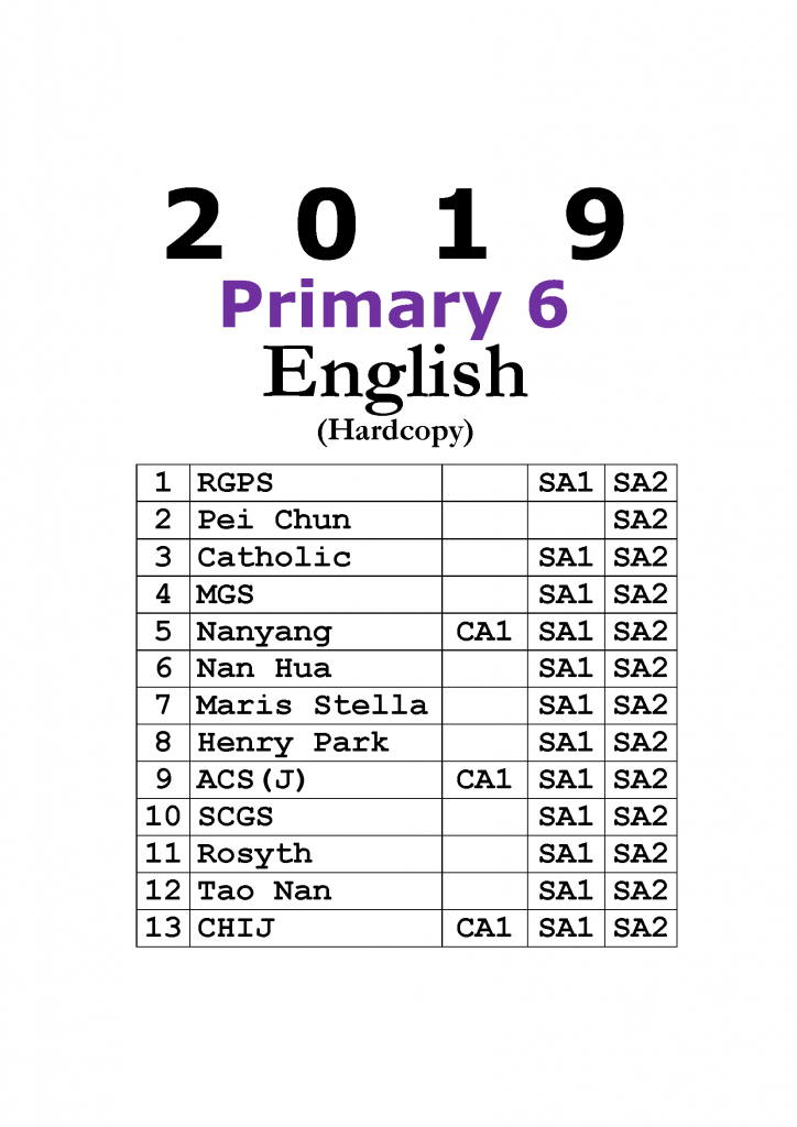 2019 Primary 6 English Exam Papers (hardcopy) | Kiasu Exampaper