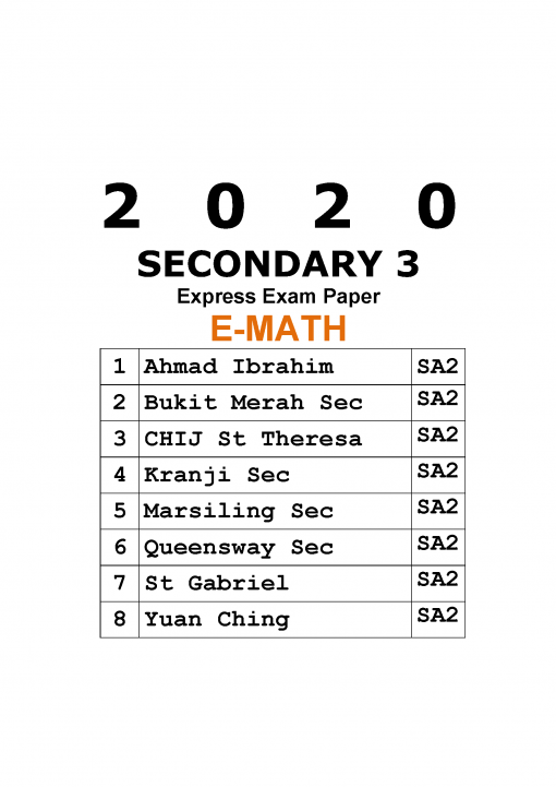 2020 Secondary 3 Express E Math Exam Paper (soft copy) | Kiasu Exampaper