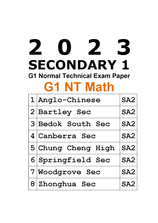 2023 Secondary 1 Sec 1 G1 General 1 NT Normal Technical Math Exam Paper ...