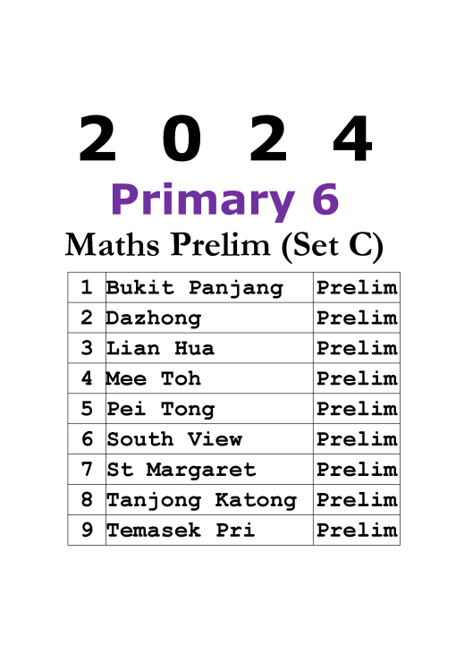 2024 P6 Primary 6 Standard Math Prelim Papers EXTRA SCHOOLS ...