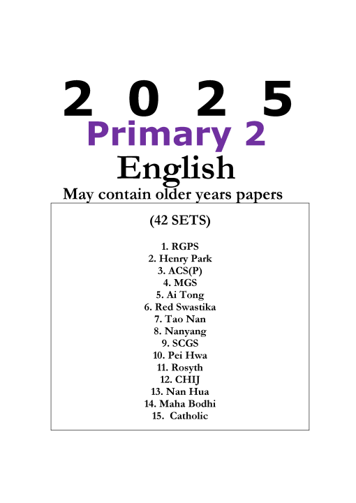 2025 Primary 2 P2 English Exam Papers FULL YEAR WA1 WA2 WA3 WA4 EOY ...